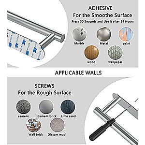 Paper Towel Holder Wall Mount-Adhesive or Drilling Stainless Steel Paper Towel Holder Under Cabinet Mount for Kitchen Bathroom (Silver)