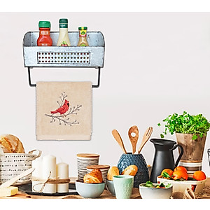 ShabbyDecor Galvanized Metal Bathroom Storage Box with Towel Bar Rustic Toilet Towel Bar Farmhouse Bathroom Accessories