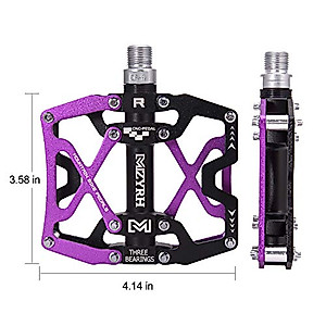 MZYRH Mountain Bike Pedals, Ultra Strong Colorful CNC Machined 9/16" Cycling Sealed 3 Bearing Pedals(Purple 3 Bearings)