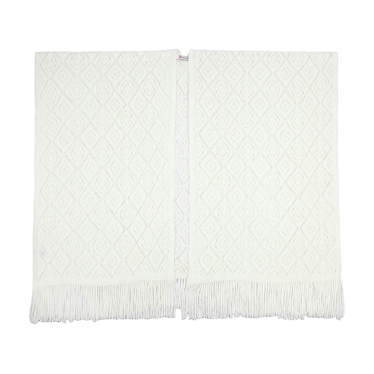 Knit Shawl Wrap for Women - Soul Young Ladies Fringe Knitted Poncho Cardigan Cape(One Size,Cream White Block)