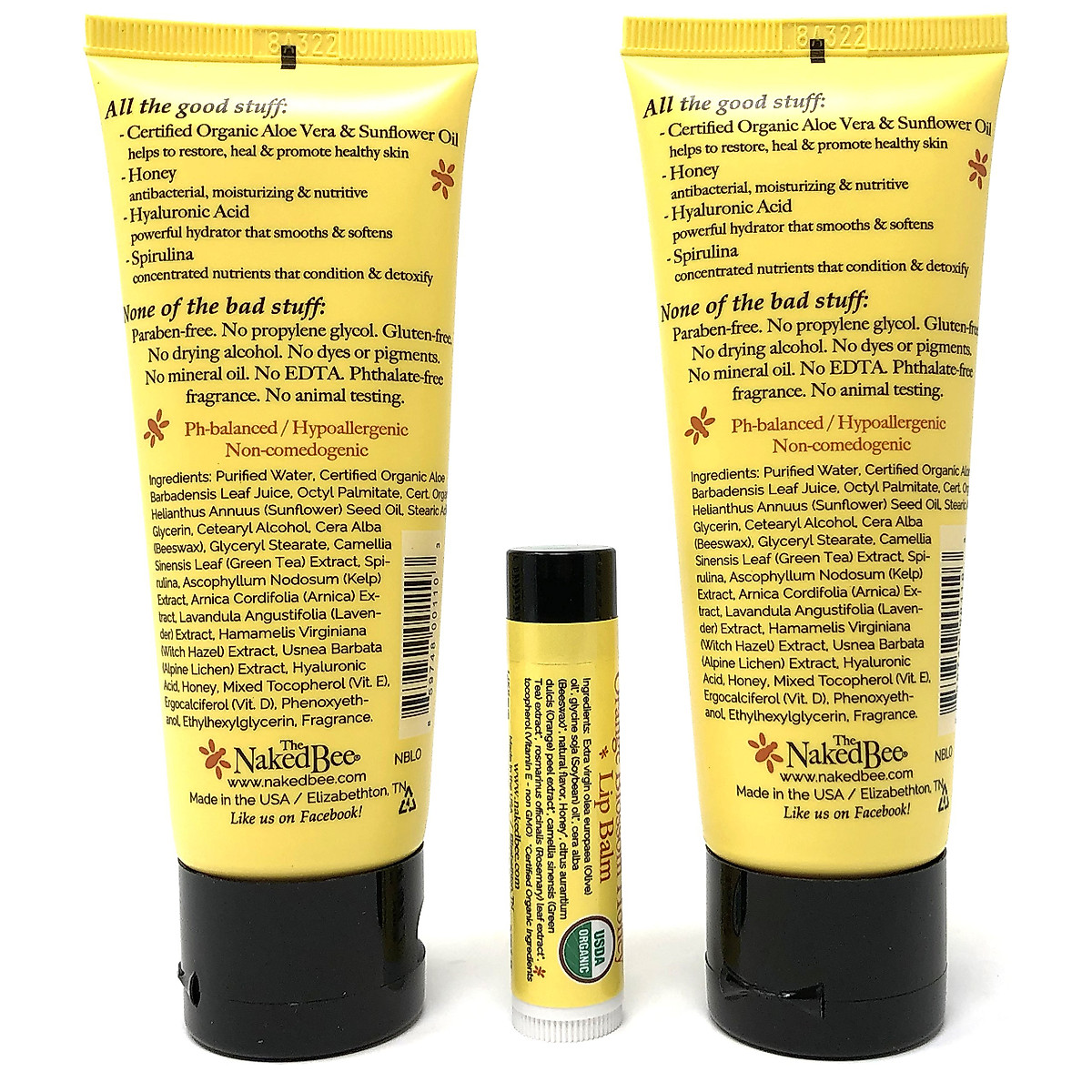 The Naked Bee Orange Blossom Honey Lotion and Lip Balm Set, Hydrating, Moisturizing, and Natural Skin Care Products Cruelty Free