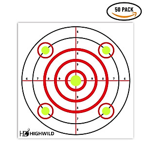 Highwild Paper Targets - Bullseye Shooting Targets Sheet Paper - for Air Rifle/Airsoft Pistol Practice Bullet Traps - 11"x 11", 50 Pack