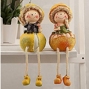 Home Kitchen Decorative Fruits & Vegetables Sitters with Dangling Legs Shelf Sitter Figurine Statue for Shelf, Countertop, Windowsill(Orange)
