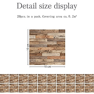 20Pcs Peel and Stick Contact Paper Wood Grain Self-Adhesive Film Waterproof & Removable Wallpaper Decorative Vinyl for Kitchen, Countertops, Cabinets (D)
