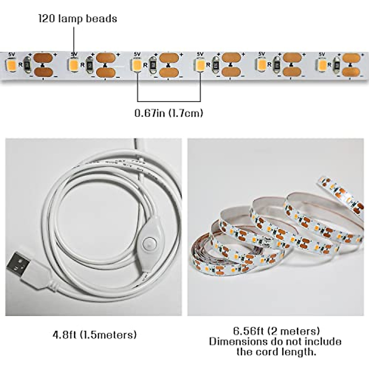 EVERDOSS Under Cabinet Lights Wireless, Under Counter Lights for Kitchen,6 Packs 30 LEDs 6000K 7.8ins Cabinet Lights Motion Sensor (Strap Lights, 2 Pack)