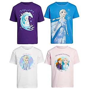 Disney Girls’ Minnie Mouse T-Shirt – 4 Pack Cute Minnie Mouse Short Sleeve Shirts – Minnie Mouse Tee Gift Set for Girls, 2T-8, Size 4T, Frozen