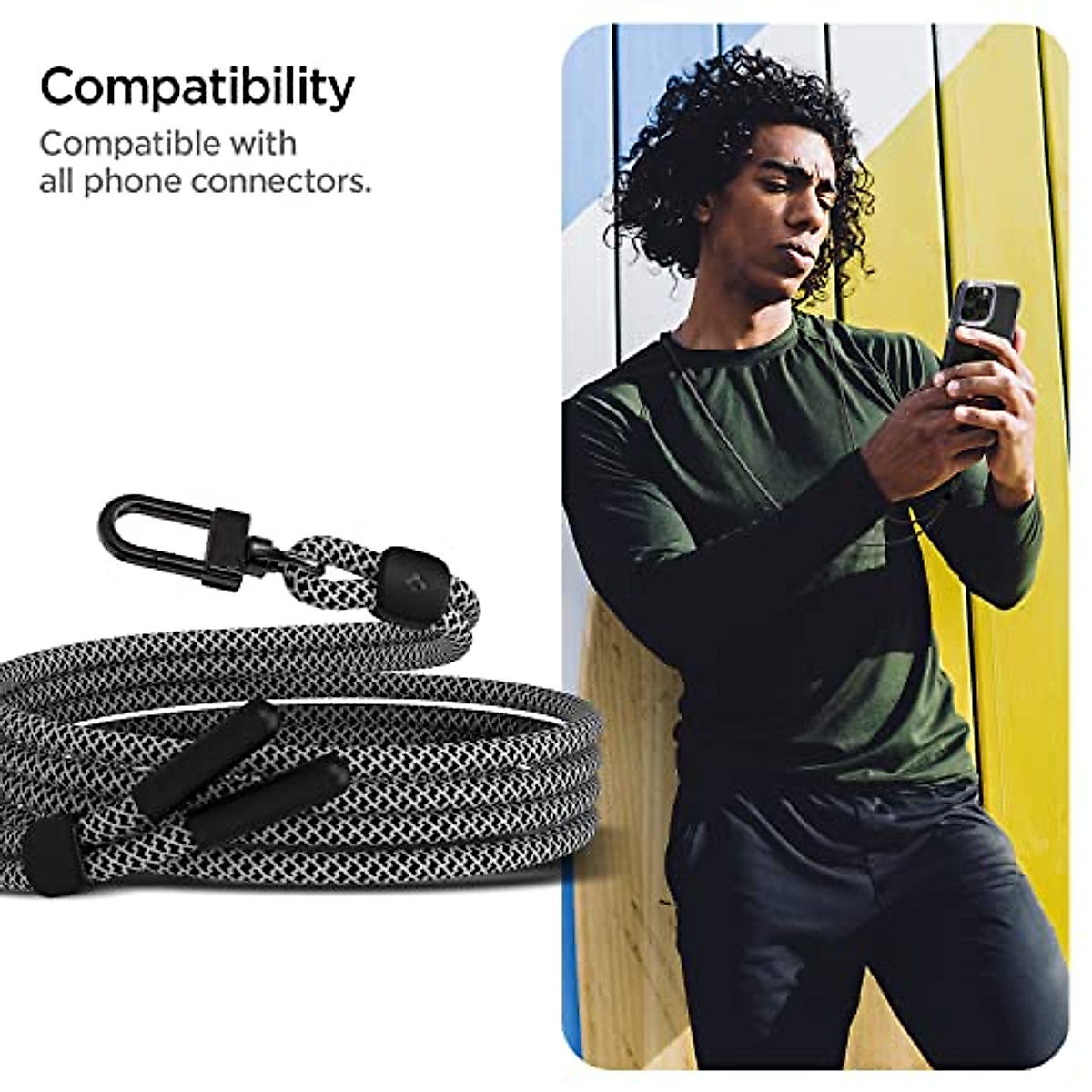 Spigen Universal Adjustable Crossbody Strap Phone Lanyard - Black