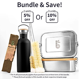 Bambaw 32 oz Water Bottle, Black Water Bottle Non-insulated, Single Wall Stainless Steel Bottle, Metal Water Bottle, Large Water Bottle 32oz, Reusable Water Bottle for Men and Women – Jet Black