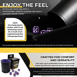 Harbor Loot Purple Dice Shaker Cup Complete with Matching Dice Set of Six Purple Translucent Dice
