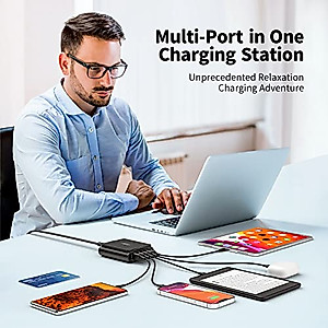 60W USB C Charger, Bototek 60W 5 Port USB C Charging Station, Portable Fast USB C Wall Charger PD Adapter 4 USB C and 1 USB A for All iPad, iPhone 13 12 11 Max Mini, Pixel Samsung Galaxy