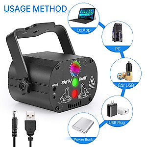 USB Party Lights Show DJ Disco Ball Strobe Light,Projector Light Remote Control, Sound Activated Multi-effects Pattern Stage Beam Lights for Bar Halloween Christmas