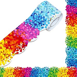 ERKE 60 Feet Bulletin Board Borders, Confetti Scalloped Rolled Border Trim for School, Classroom & Offices