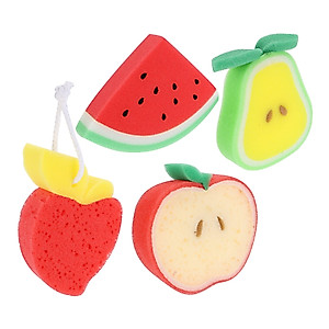 4pcs Bath Bath Rinser Sponge Bath Sponge Shower Puff Bath Sponge Fruit Bath Shower Sponge Cartoon Bath Sponge Scrubber Sponge Pu Sponge Material Spa