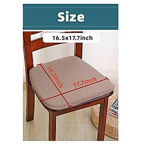 CHIESMA,Chair Cushion with Ties for Dining Room Chairs Pads,Memory Foam Non Slip Kitchen Chair Seat Cover 16.5×17.7inch Brown