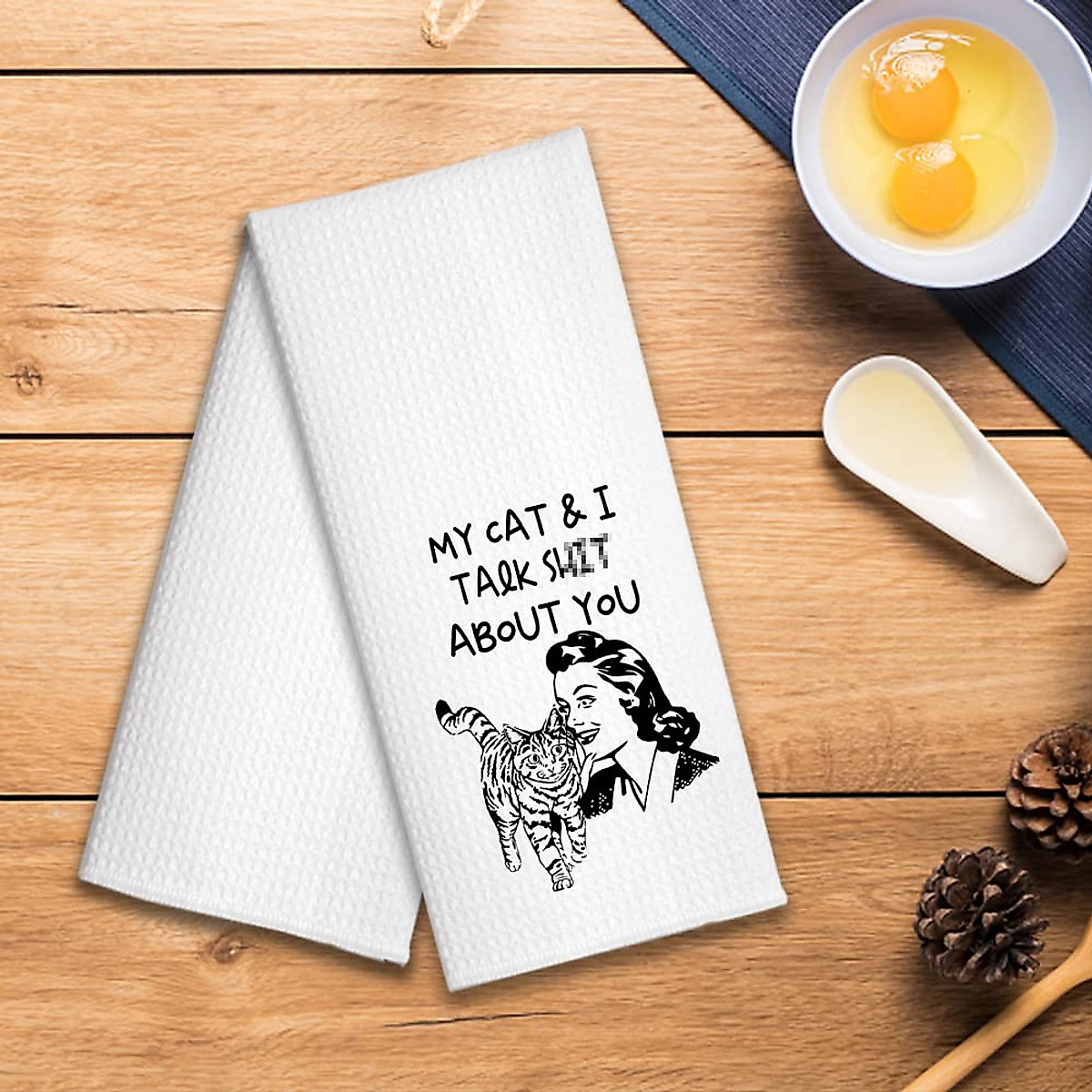 Hafhue My Cats and I Talk About You Kitchen Towel, Funny Kitchen Towel Gifts for Women Sisters Friends Mom Aunts, Housewarming Gift for Women Hostess, New Home Gift for Women, Hostess Gifts