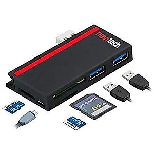 Navitech 2 in 1 Laptop/Tablet USB 3.0/2.0 HUB Adapter/Micro USB Input with SD/Micro SD Card Reader Compatible with ASUS Chromebook Flip C214 11.6"
