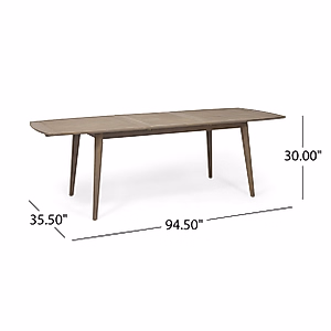 GDFStudio Outdoor Acacia Wood Expandable Dining Table, Gray