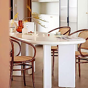 BAYCHEER Contemporary Solid Wood Top Oval Dinette Table Simple Dining Table for Living Room - White 55.1" L x 27.6" W x 29.5" H (Table Only)