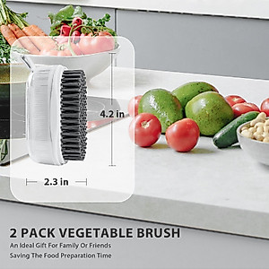 Lumkew Vegetable Brush Scrubber with Soft & Hard Bristle, Mushroom Potato Scrubber Brush with Comfortable Cover, Veggie Fruit Cleaning Brushes, 2Pcs