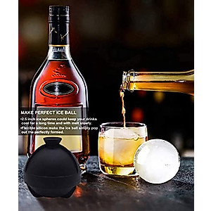 Helpcook Ice Ball Molds 4 Pack - Silicone Sphere Ice Molds with Built-in Funnel - 2.5 Inch Round Ice Cube Molds Ice Ball Maker Makes Large Ice Balls for Whiskey & Cocktails - Easy Release and BPA Free