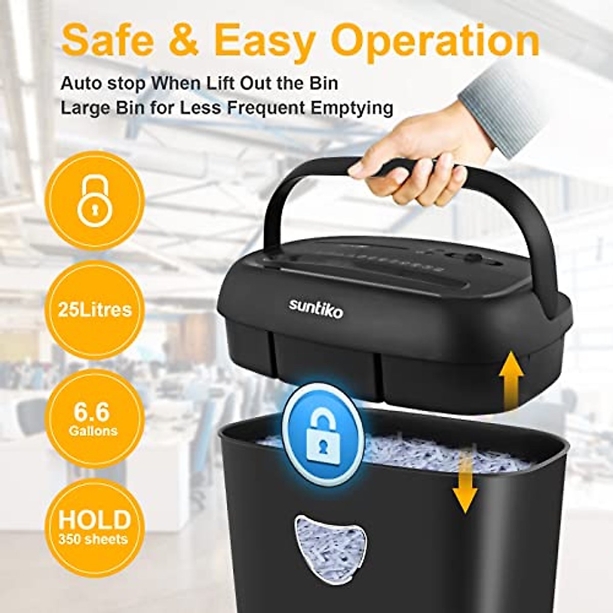 Paper Shredder, 14-Sheet Cross Cut with 6.6-Gallon Basket, P-4 Security Level, 3-Mode Design Shred Card/CD/Staple/Clip, Heavy Duty with Jam Proof System, Woolsche Paper Shredder for Office (ETL)