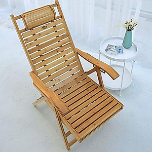 Sun Lounger Garden Chairs Balcony Recliner, Bamboo with Telescopic Foot Pedal Deck Chair Sun Lounger Outdoor Garden Patio Gravity Reclining Chair (Size, Bamboo 4.5cm),Bamboo 4.5cm
