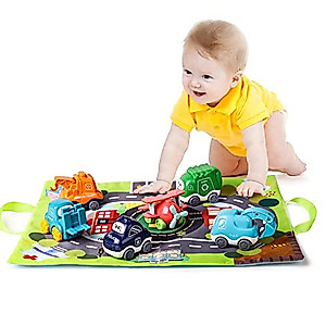 ALASOU Baby Truck Car Toy and Playmat Storage Bag(6 Sets)|Baby Toys 12-18 Months|Infant Toys for 1 2 3 Year Old boy Girl|1st Birthday Gifts for Toddler Toys Age 1-2