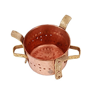 Indian Art Villa Pure Copper Angithi/Sigdi with Brass Handles & Stand, Food Warmer for Home, Hotel & Restaurant, Width- 4.5 inches