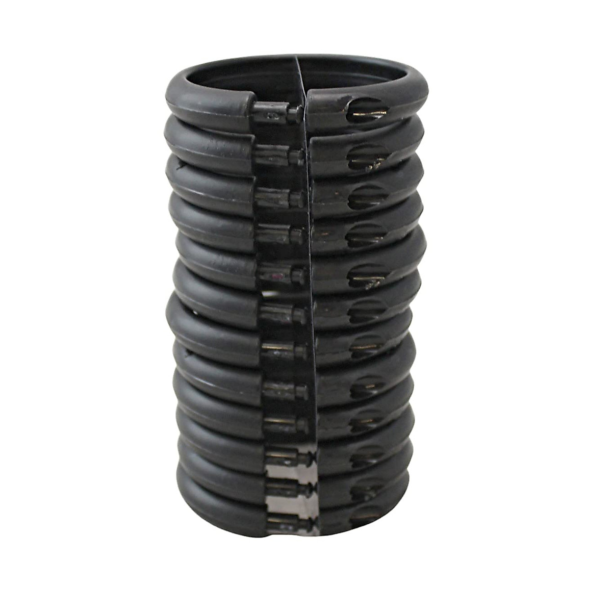 2 Pack 24 Piece Plastic Basic Locking Oval Hook Easy Gliding Shower Curtain Rings (Black)