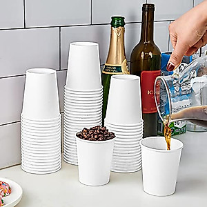 Turbo Bee 300Pack 8oz Disposable Paper Cups, White Paper Coffee Cup，Espresso Cups,Hot/Cold Beverage Drinking Cup for Party,Travel and Event