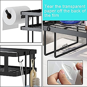 CD HOME Over The Toilet Storage, Bathroom Organizer Shelves,No Drilling Space Saver Organizer Rack for Paper Towels Shampoo(Black, 2-Tier)