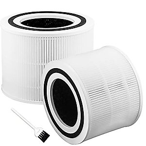 Core 300 Replacement Filter Compatible with LEVOIT Core 300 and Core 300S VortexAir Air Purifier, 3-in-1 H13 True HEPA Filter Replacement, Compared to Part # Core 300-RF, 2 Pack, White