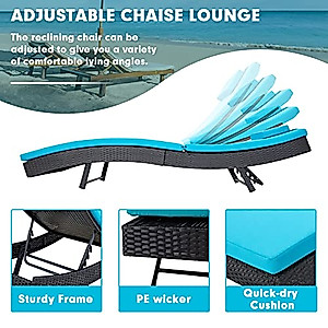 Incbruce Patio Chaise Lounge Chairs Set, Outdoor Reclining Chaise with Adjustable Backrest, PE Rattan Steel Frame Pool Lounge Chairs of 2