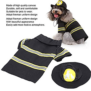 Canvas Pet Dog Firefighter Clothes, Dog Firefighter Costume with Hat, Pet Halloween Puppy Dog Jacket for Festive XL