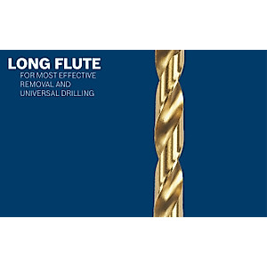 BOSCH TI2134IM 1-Piece 7/64 In. x 2-5/8 In. Titanium Nitride Coated Metal Drill Bit Impact Tough with Impact-Rated Hex Shank Ideal for Heavy-Gauge Carbon Steels, Light Gauge Metal, Hardwood