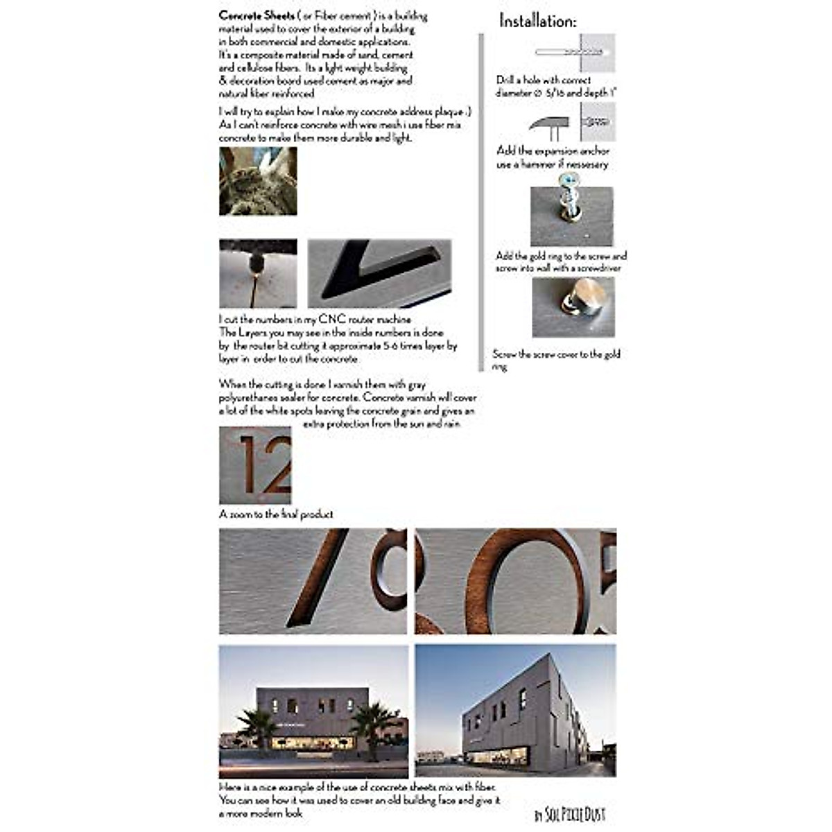 Modern House Numbers - Rectangle Concrete with Red Acrylic - Contemporary Home Address - Sign Plaque - Door Number - Hotel Room Numbers - Apartment Number