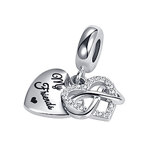 QeenseKc My Best Friend Friendship Charm Heart Infinity Bead for Pandora Bracelet (Aut-173_Fri)