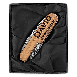 Daylor Engraved Wood Pocket Folding Knife Multi Tool Gift Box Custom Personalized