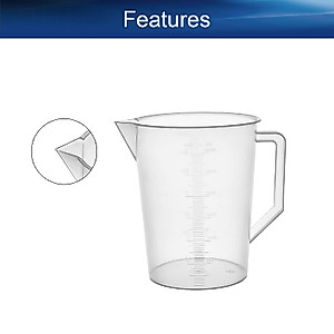 Heyiarbeit Measuring Cup 3000ml PP Plastic Graduated Beaker Transparent for Lab Kitchen Liquids 1pcs