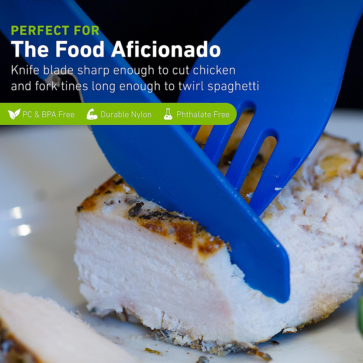 humangear GoBites Trio | Travel & Camping Utensils | Portable & Convertible Dining Ware | Multi-Functional Spork & Knife, Gray