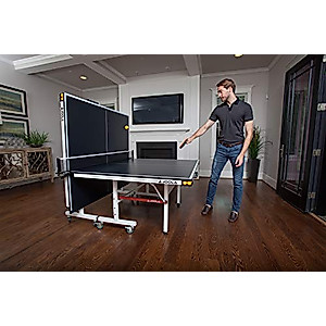 JOOLA Rally TL - Professional MDF Indoor Table Tennis Table w/ Quick Clamp Ping Pong Net & Post Set - 10 Minute Easy Assembly - Corner Ball Holders - Ping Pong Table w/ Playback Mode,