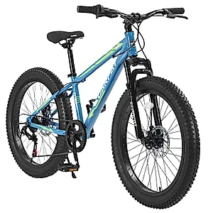 ZLECTIO Mountain Bike with 7 Speeds and High-Carbon Steel Frame, 24 Inch Fat Tire Bikes for Men and Women, Adult/Youth Road Bicycle for Urban Commuter