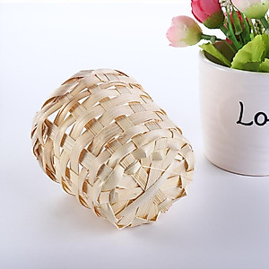 1PCS Portable Storage Basket,Bamboo Woven Basket Mini Storage Basket Desktop Plant Box for Garden(L)