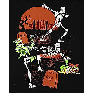 The Children's Place Boys' Short Sleeve Halloween Graphic T-Shirt, Skeleton Graveyard, Large