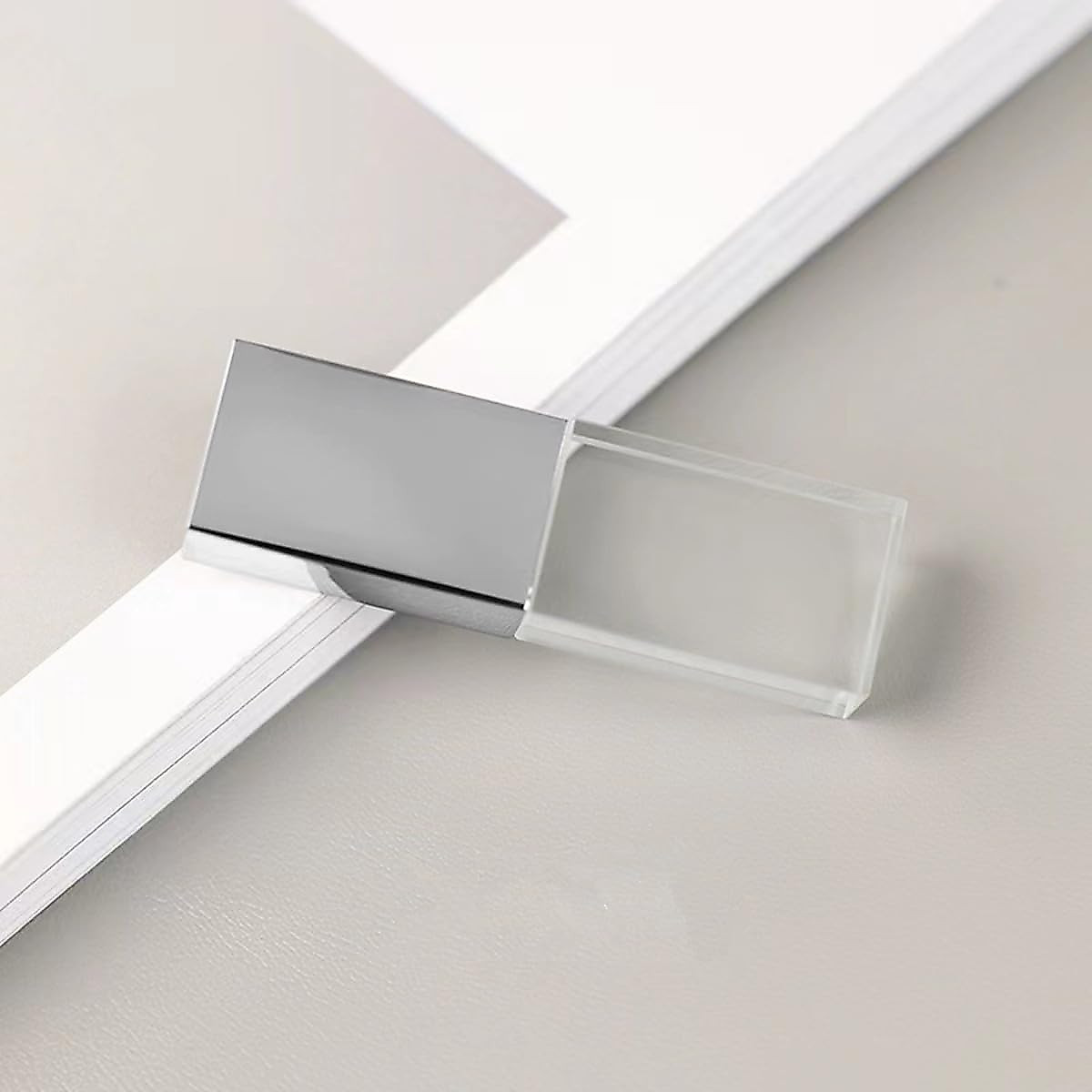 New Crystal Transparent Rectangle Genuine USB Flash Drive Wedding Gift Pen Drive,Silver