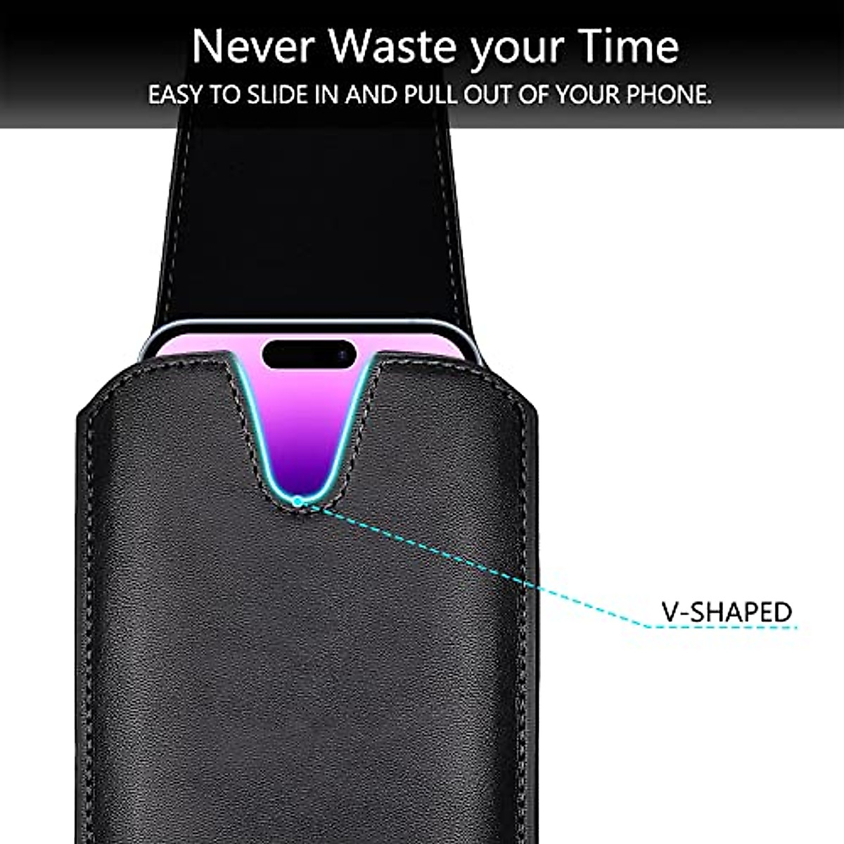ykooe Leather Phone Holster for iPhone 14 13 Pro Max S23 Ultra Plus, Black – XL