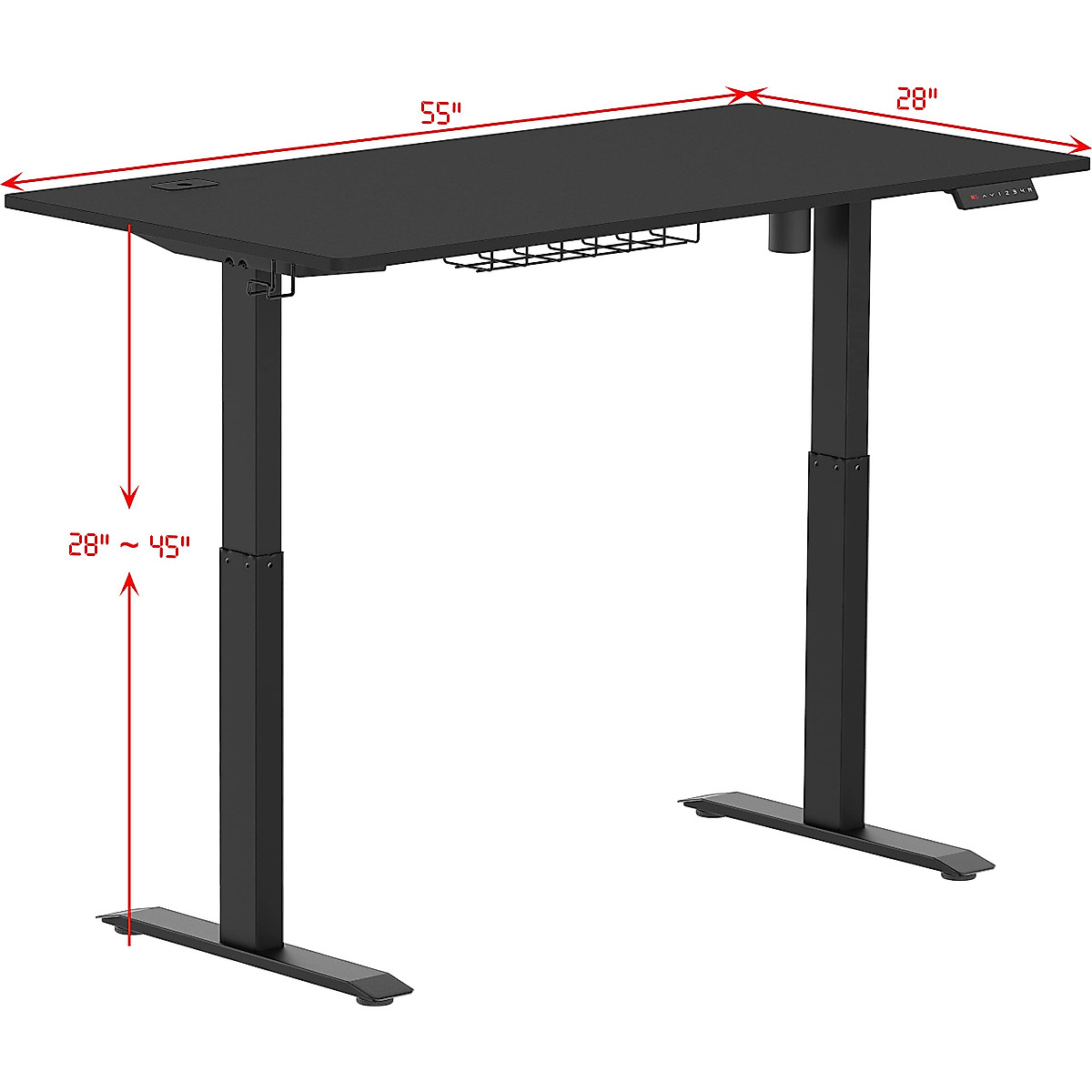 SHW 55-Inch Large Electric Height Adjustable Standing Desk, 55 x 28 Inches, Black