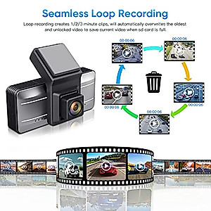 Dash Cam for Cars, 1080P Full HD Dash Car Camera Video Recorder Front Dashcam Super Night Vision, 170° Wide Angle Dashcams with 3.4" IPS Display, G-Sensor, WDR, Motion Detection Loop Recording