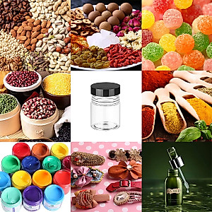 LOSYHU 24 Pack Plastic Jars With Lids 12 OZ PET Plastic Jars Round Plastic Slime Storage Jars Wide Opening Clear Empty Plastic Jars with Screw On Lids For Dry Food Kitchen Craft Storage