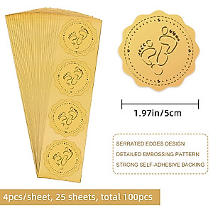 CRASPIRE 100pcs Gold Foil Stickers Embossed Certificate Seals Self-Adhesive Stickers Medal Decoration Stickers Certification Graduation Corporate Notary Seals Envelope (Footprint)